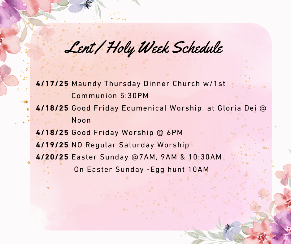 Copy of Easter Schedule (1) - Our Savior's Lutheran Church in Neenah ...